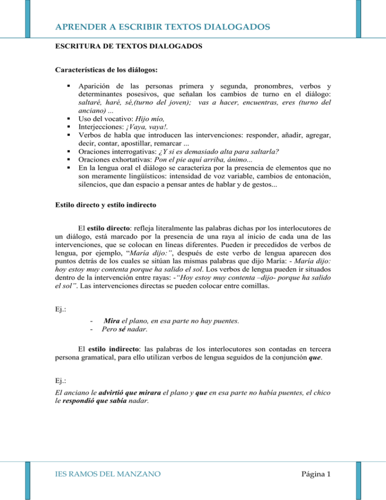 escribir textos dialogados