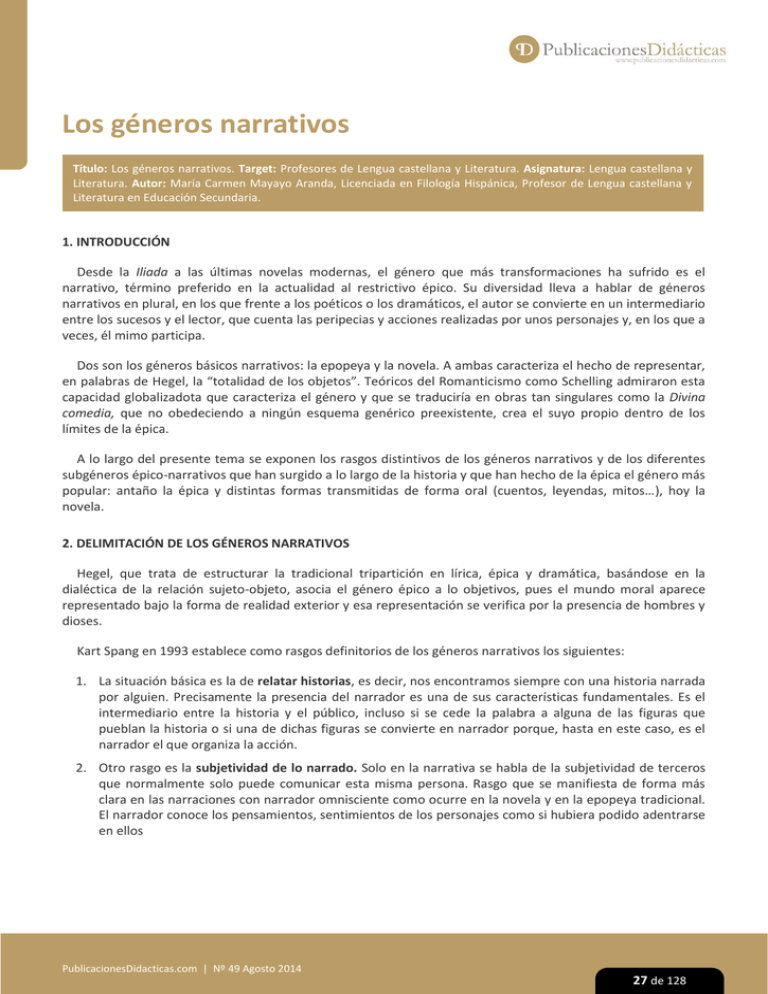 Los generos narrativos - PublicacionesDidácticas