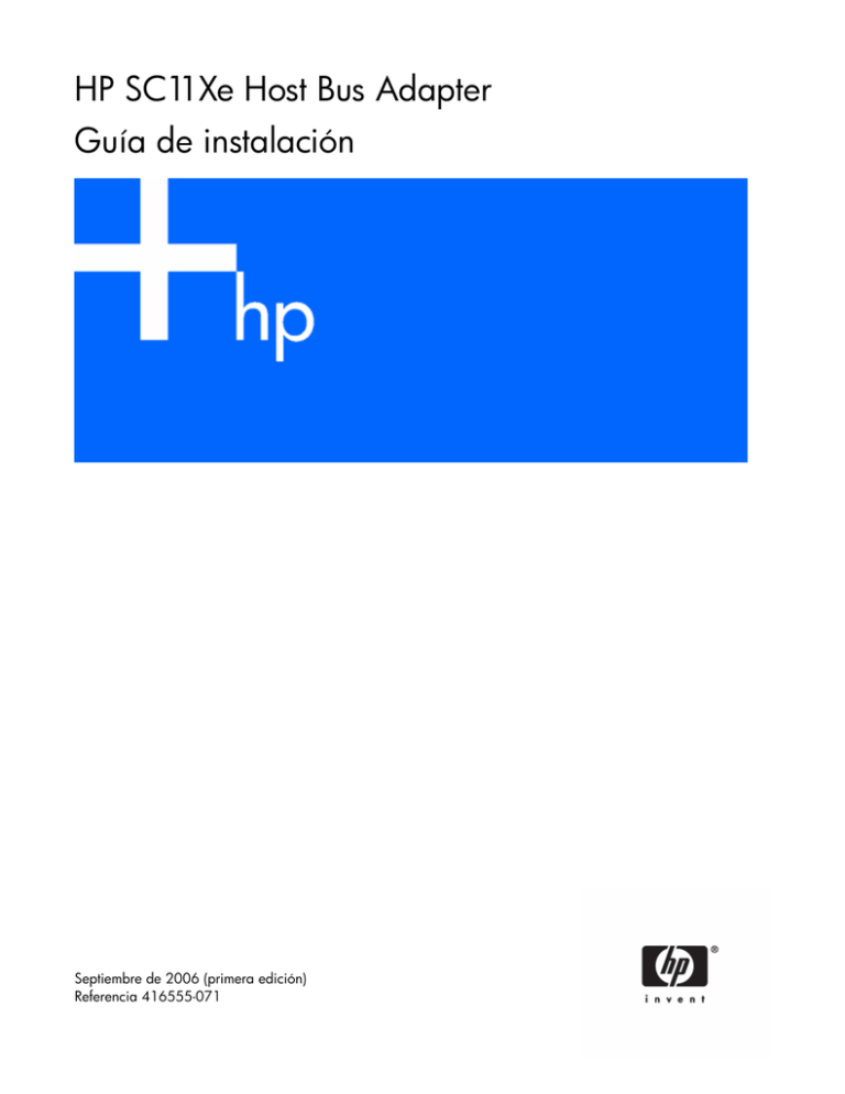 Guía de instalación de HP SC11Xe Host Bus Adapter