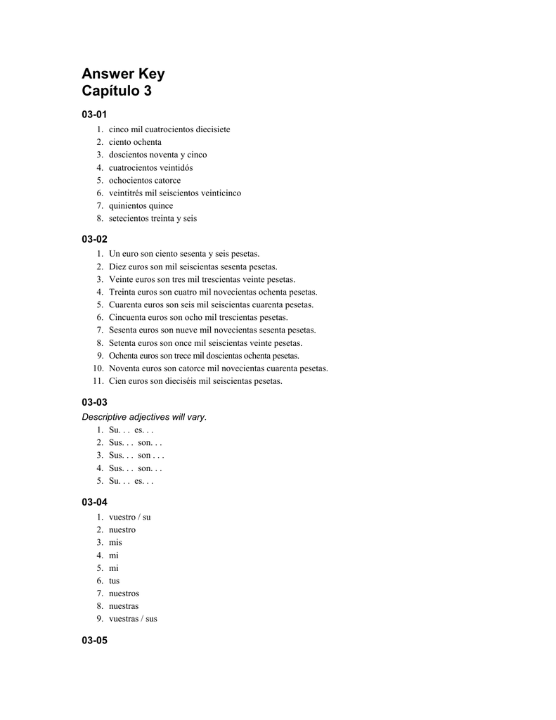 Answer Key Cap tulo 3 Answer Key Cap tulo 3