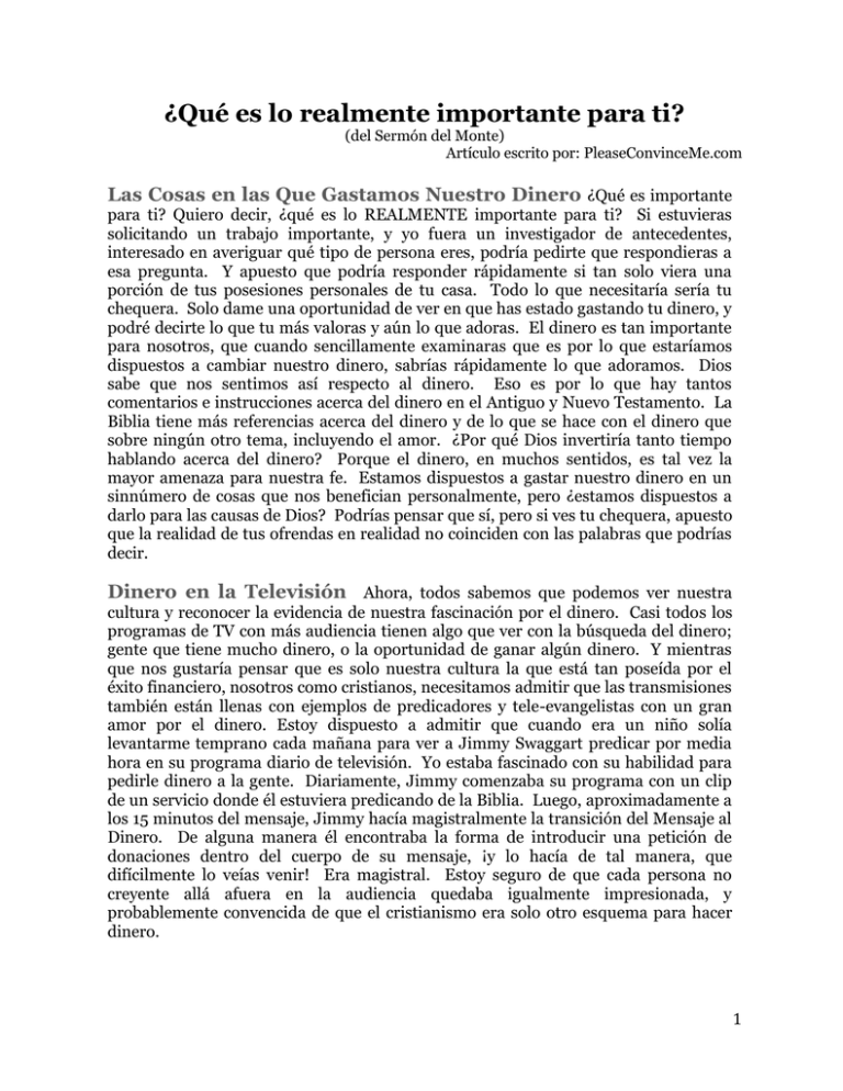 ¿Qué es lo realmente importante para ti?