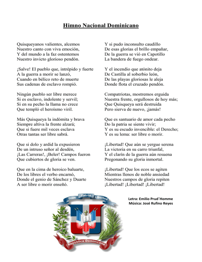Himno Nacional Dominicano Notas Himno Nacional Dominicano Notas