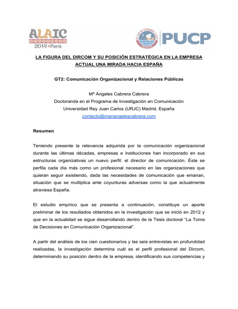 La figura del Dircom y su posición estratégica en la empresa actual