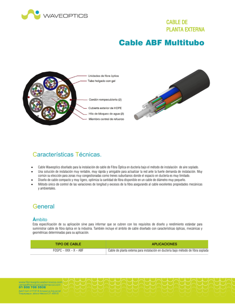 Cable ABF Multitubo - Fibras Ópticas de México