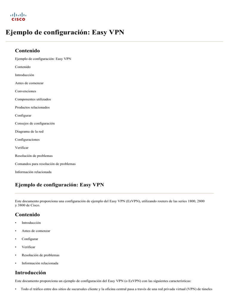Ejemplo de configuración: Easy VPN