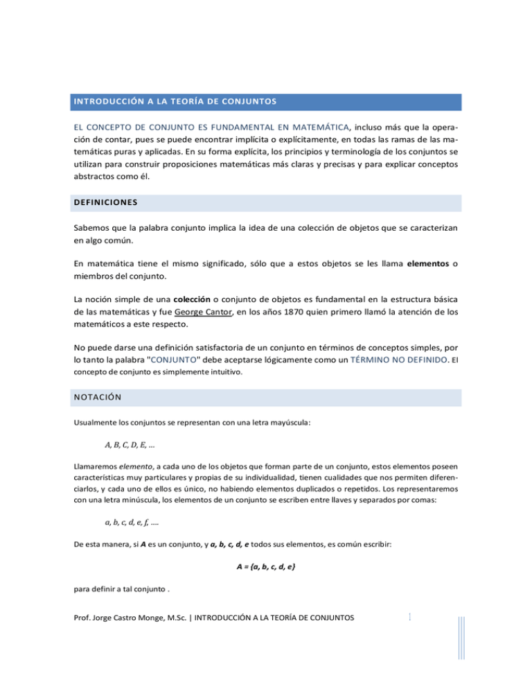 INTRODUCCIÓN A LA TEORÍA DE CONJUNTOS EL CONCEPTO