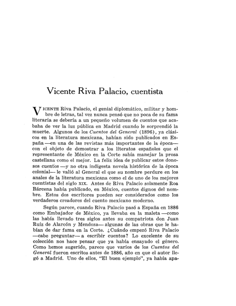 Vicente Riva Palacio, cuentista
