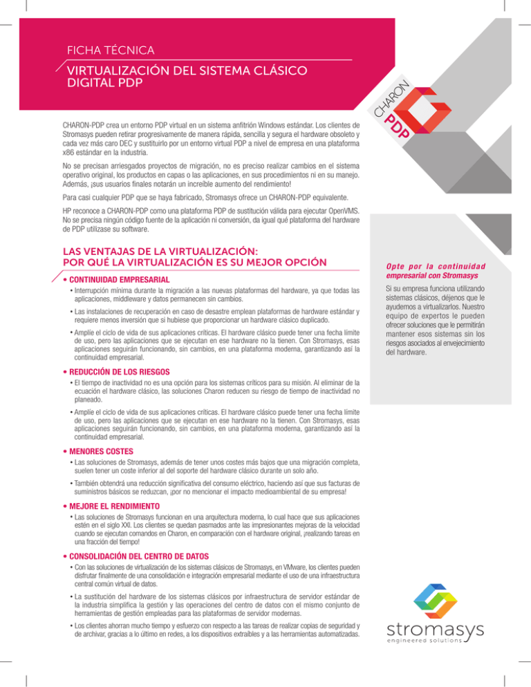 Datasheet Stromasys CHARON – PDP