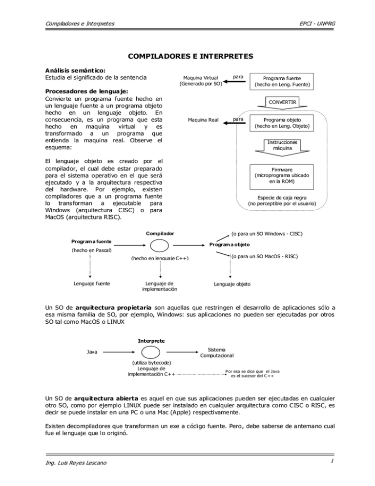 COMPILADORES E INTERPRETES