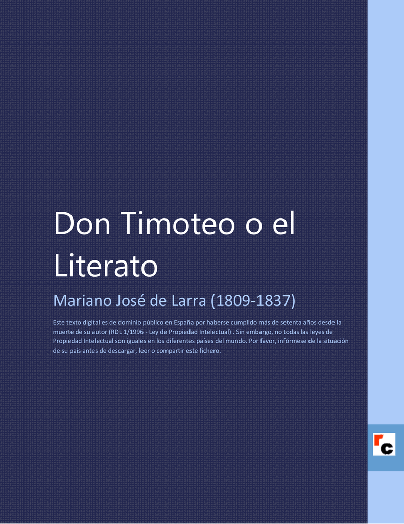 Don Timoteo o el Literato