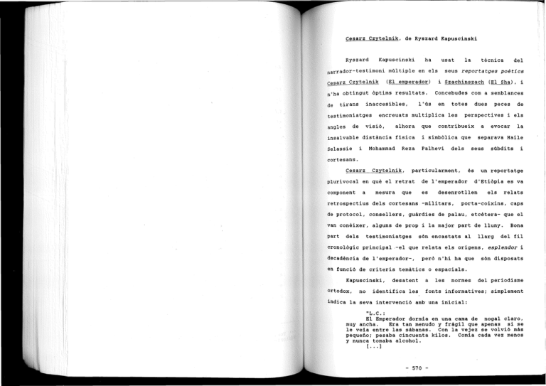 Cesarz Czytelnik, de Ryszard Kapuscinski Ryszard
