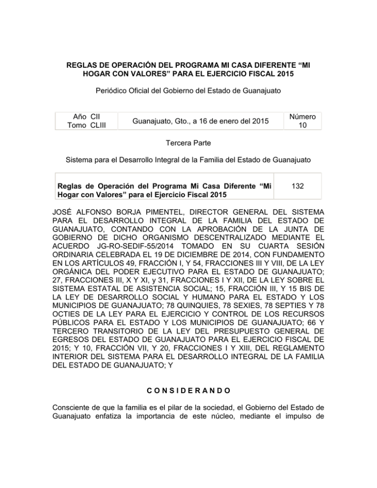 REGLAS DE OPERACIÓN DEL PROGRAMA MI CASA DIFERENTE