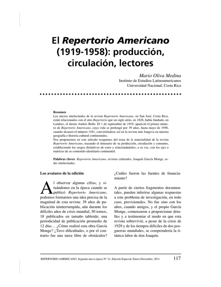 El Repertorio Americano - Portal electrónico de Revistas
