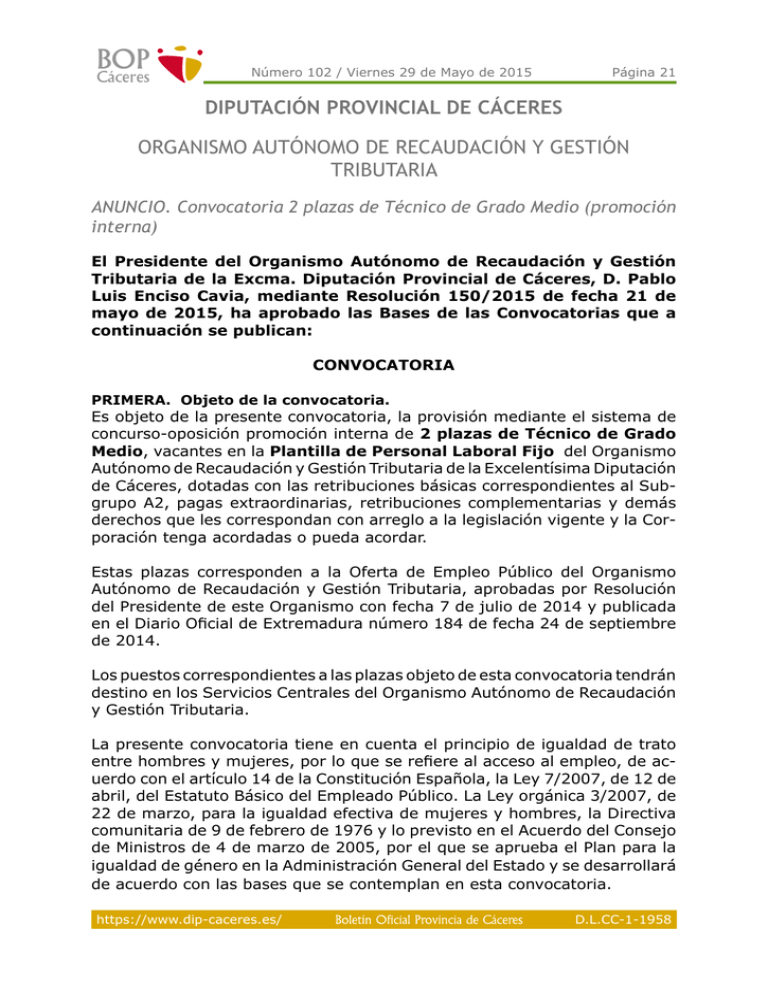 anuncio bases convocatoria 2 plazas tgm promocion interna