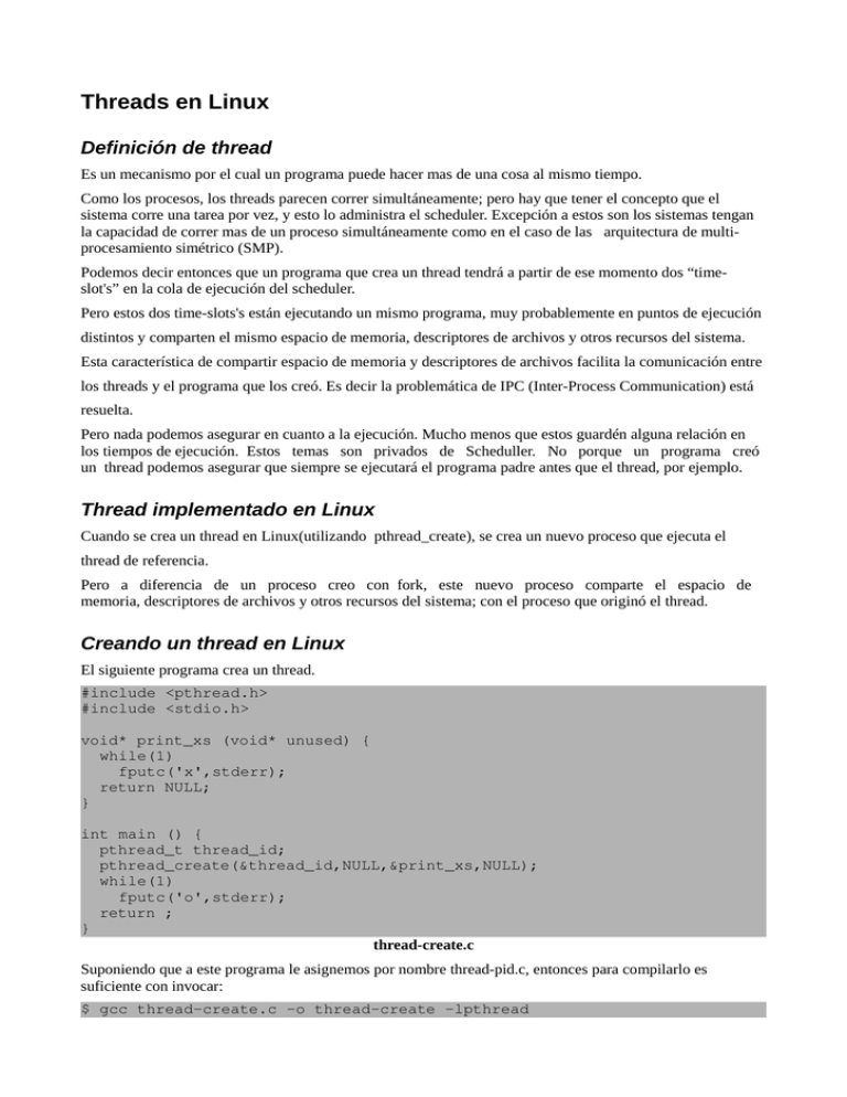 Threads en Linux