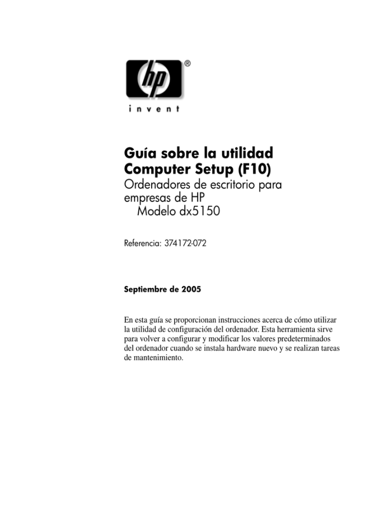 Guía sobre la utilidad Computer Setup (F10)