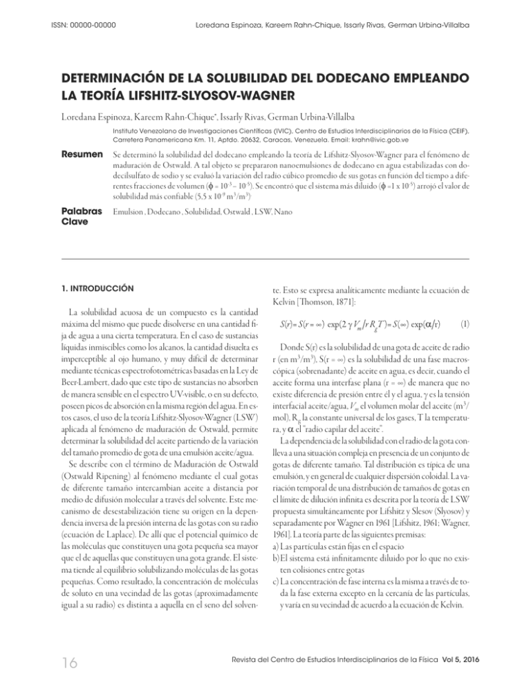 determinación de la solubilidad del dodecano