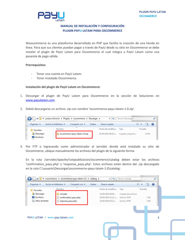 MANUAL DE INSTALACIÓN Y CONFIGURACIÓN PLUGIN PAYU