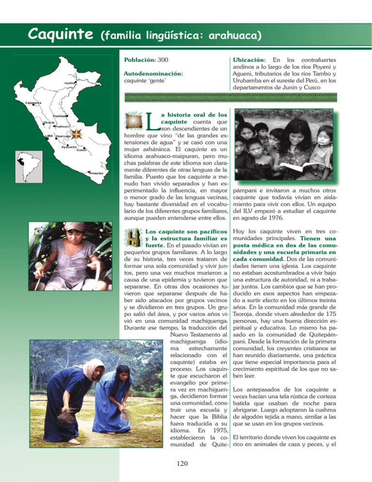 Caquinte (familia lingüística: arahuaca)