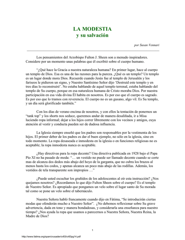 LA MODESTIA y su salvación
