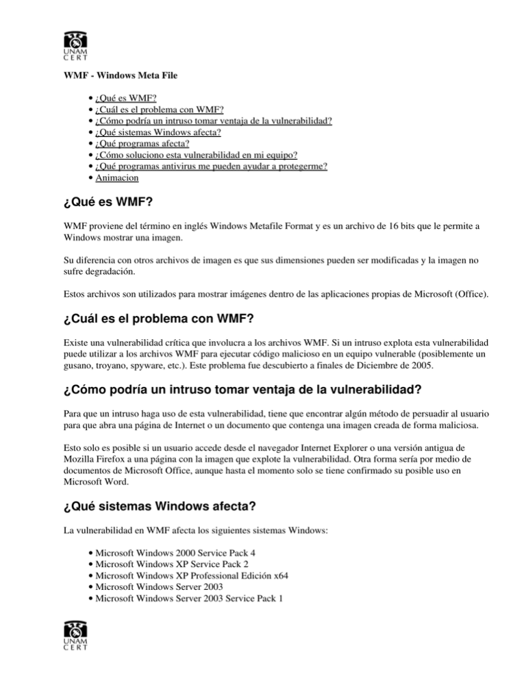 ¿Qué es WMF? - UNAM-CERT