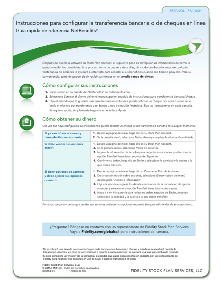 Instrucciones para configurar la transferencia bancaria o de