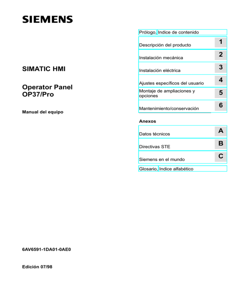Operator Panel OP37/Pro - Siemens Industry Online Support