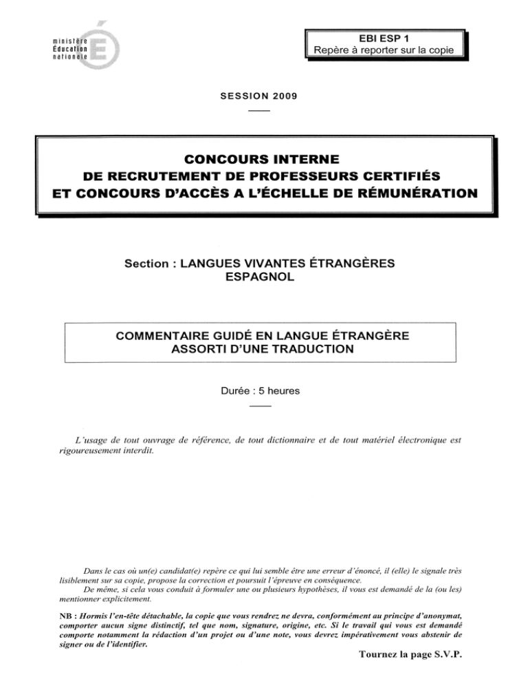 concours interne de recrutement de professeurs certifiés