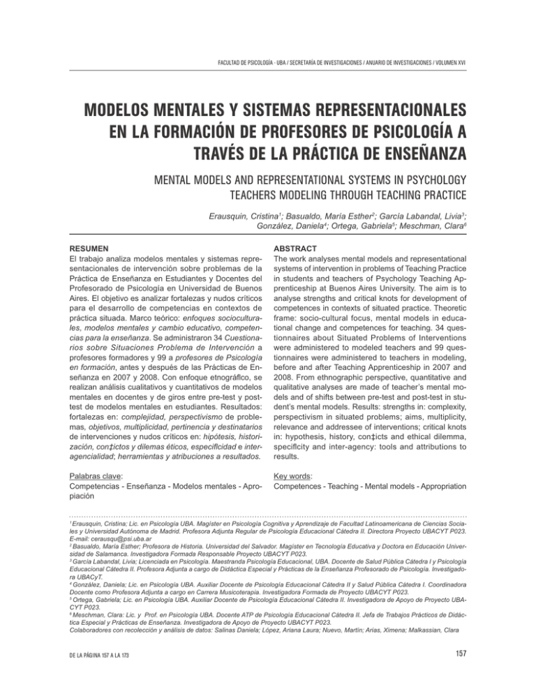 MODELOS MENTALES Y SISTEMAS REPRESENTACIONALES EN