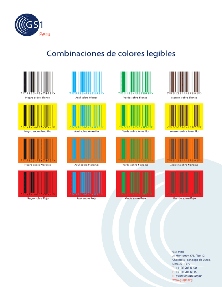 Combinaciones de colores legibles