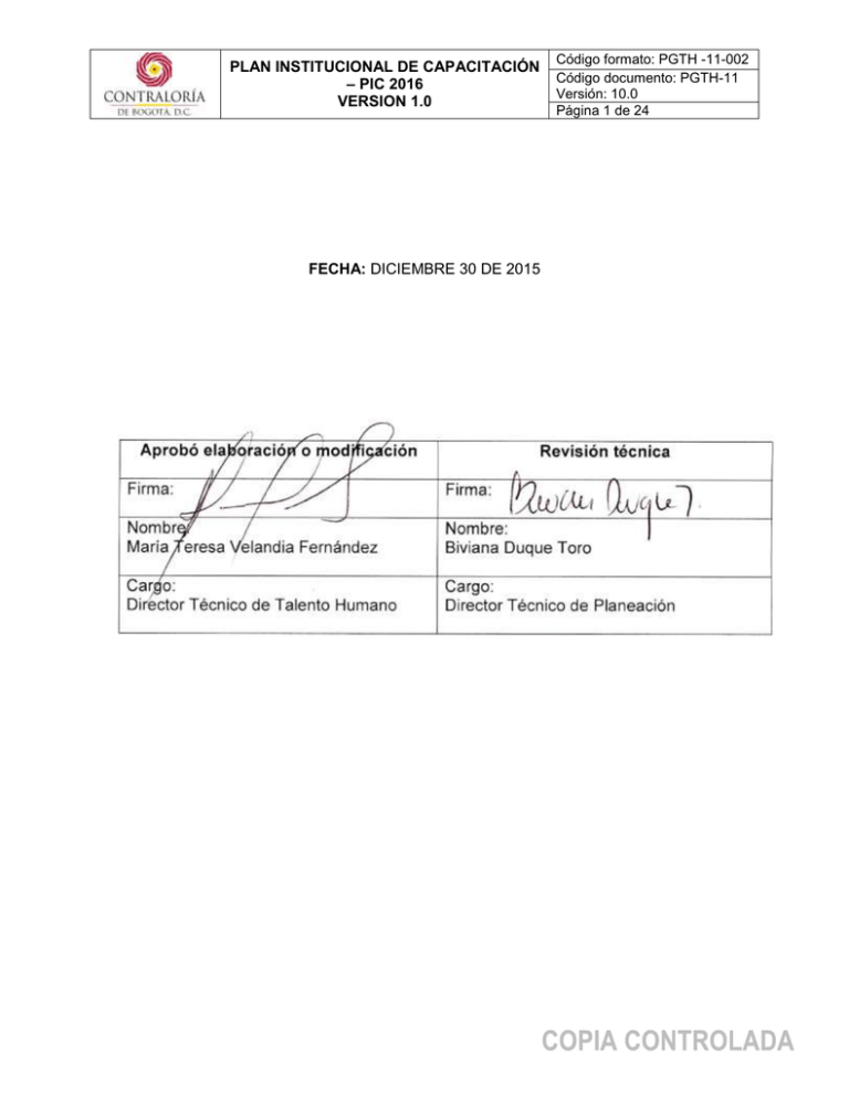 plan institucional de capacitación