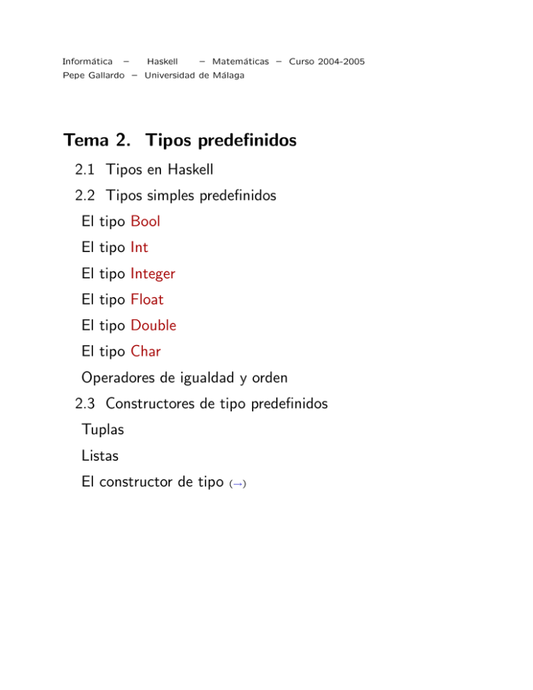 Tema 2. Tipos predefinidos