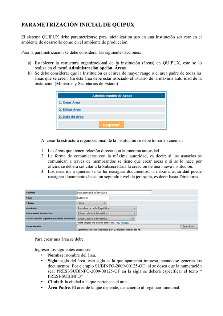 PARAMETRIZACIÓN INICIAL DE QUIPUX