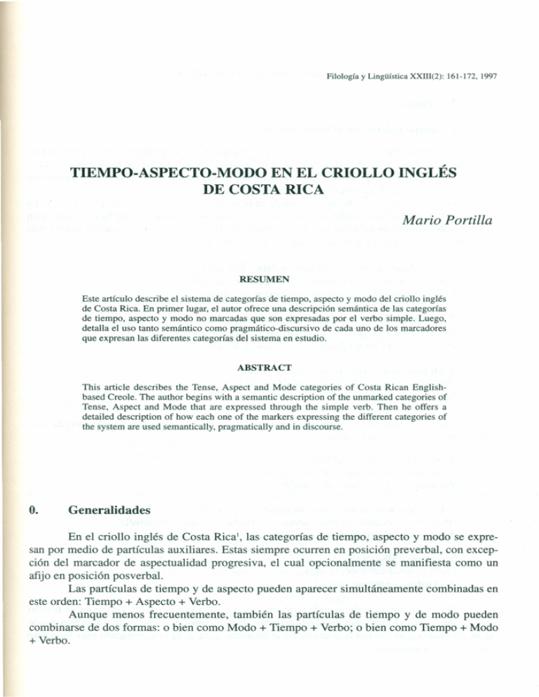 TIEMPO-ASPECTO-MODO EN EL CRIOLLO INGLÉS DE COSTA