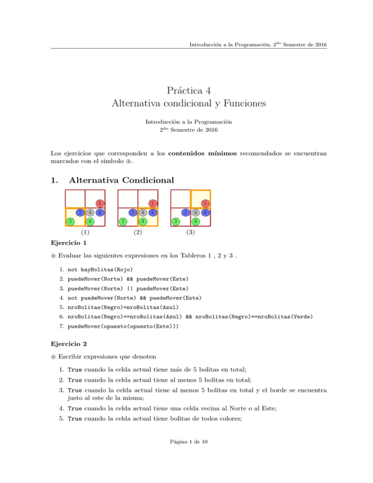 Práctica 4 Alternativa condicional y Funciones