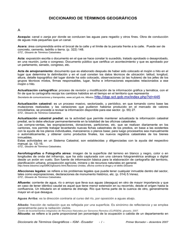 diccionario de términos geográficos