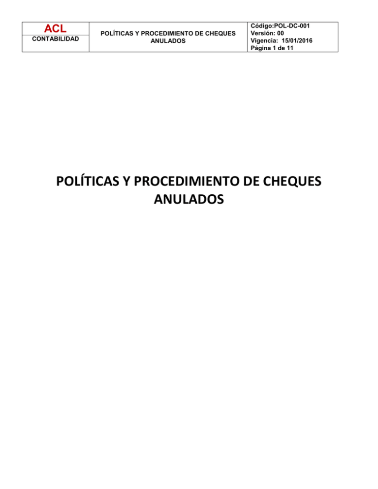 políticas y procedimiento de cheques anulados
