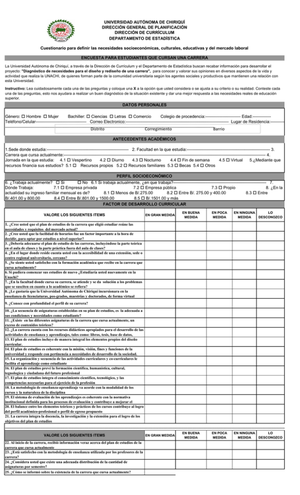 Encuesta Estudiantes de Carreras