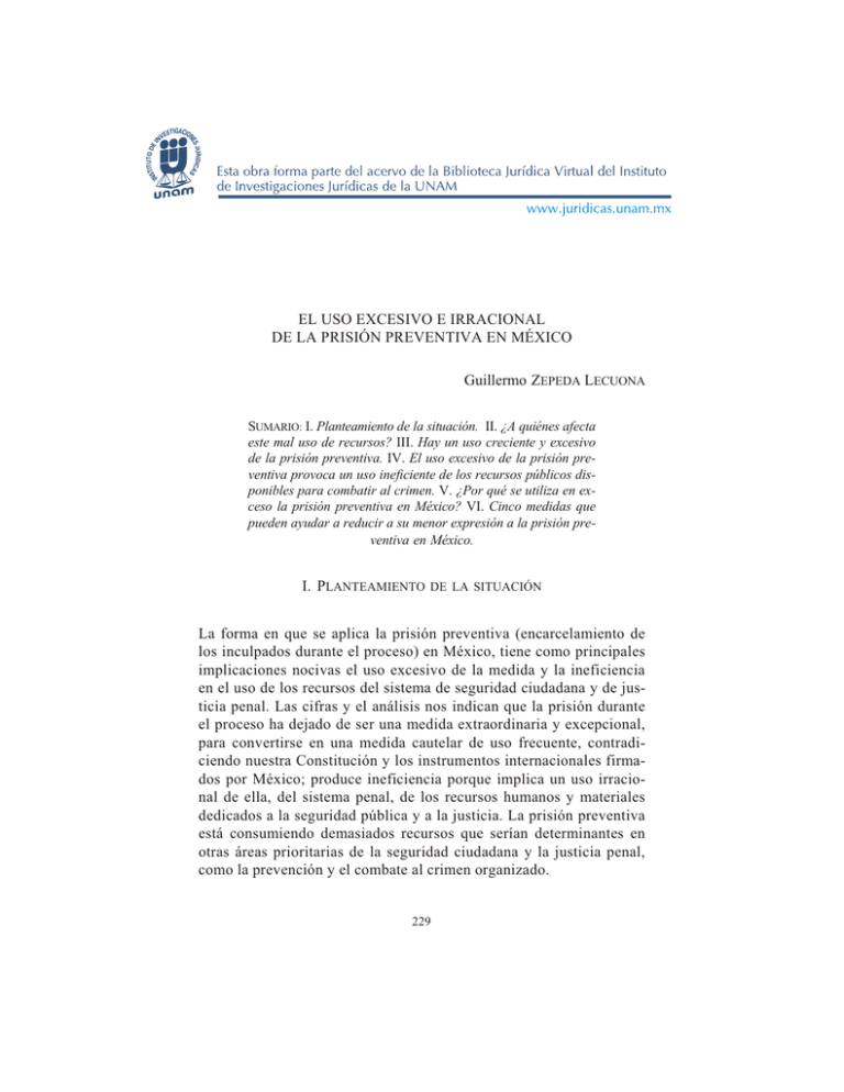 El uso excesivo e irracional de la prisión preventiva en México
