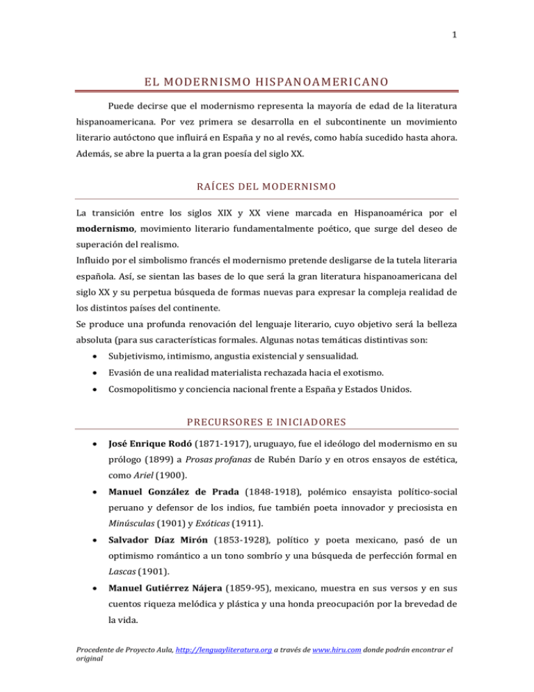 el modernismo hispanoamericano