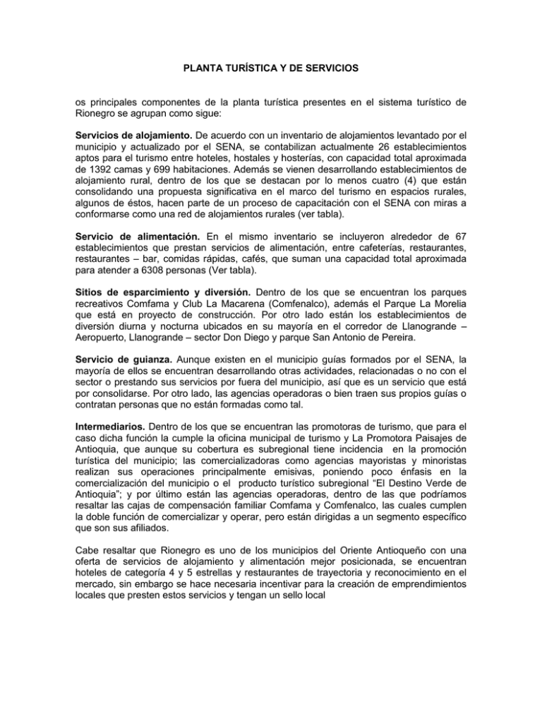 Planta turística y de servicios