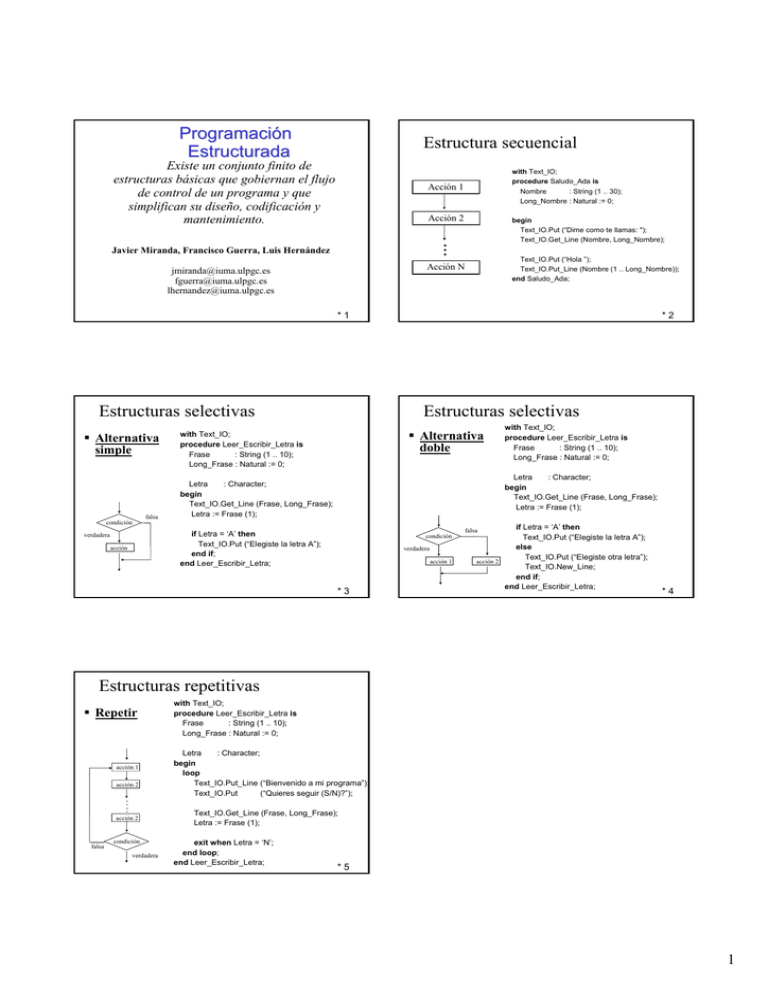 Programación Estructurada Estructura secuencial Estructuras