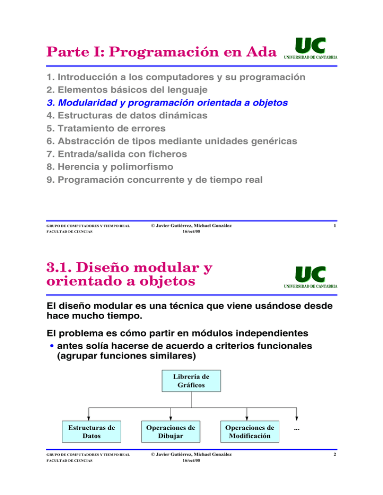 Parte I: Programación en Ada 3.1. Diseño modular y orientado a