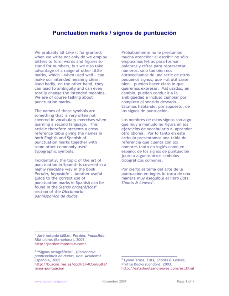 Punctuation marks / signos de puntuación