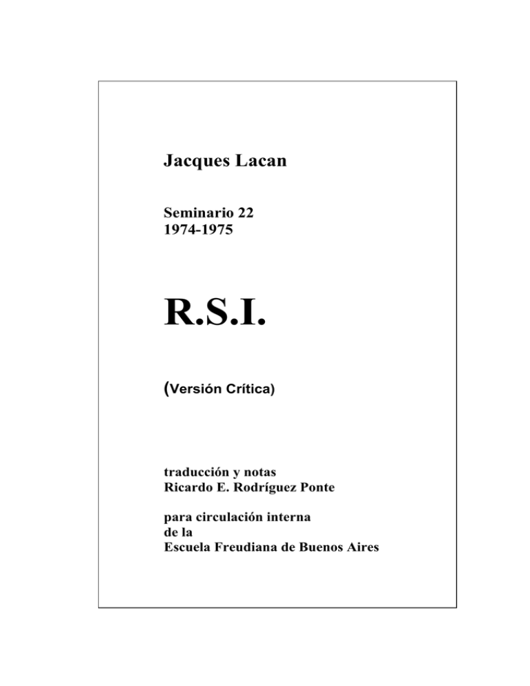 RSI - Lacantera freudiana