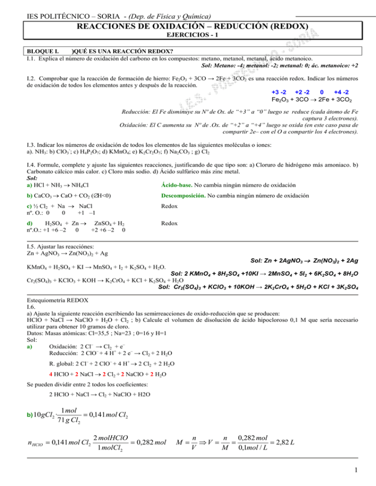 REACCIONES DE OXIDACIÓN – REDUCCIÓN (REDOX)