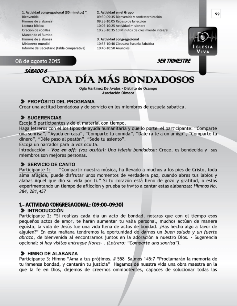 cada día más bondadosos - Recursos Escuela Sabática