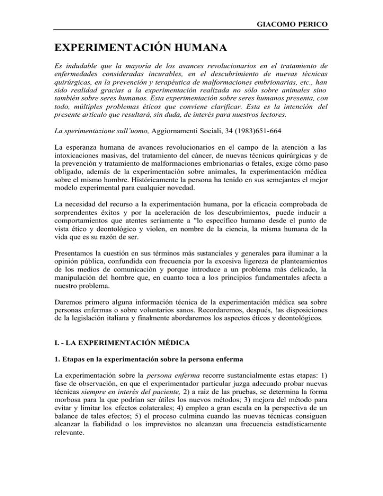 experimentación humana