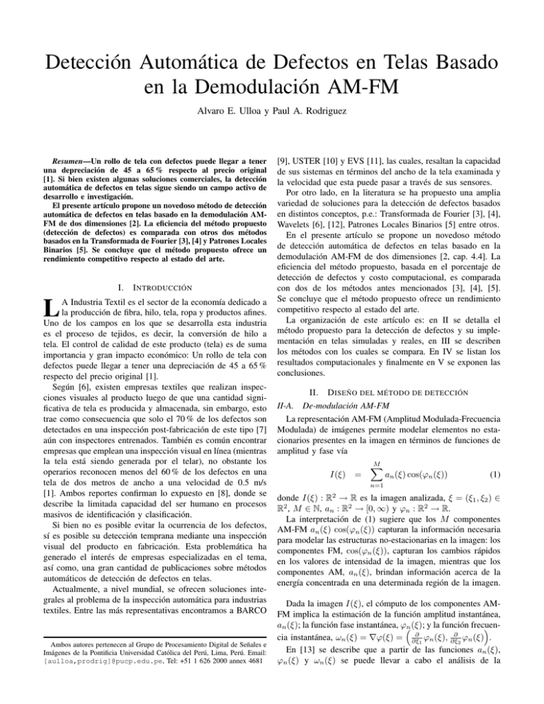 Detección Automática de Defectos en Telas Basado en la