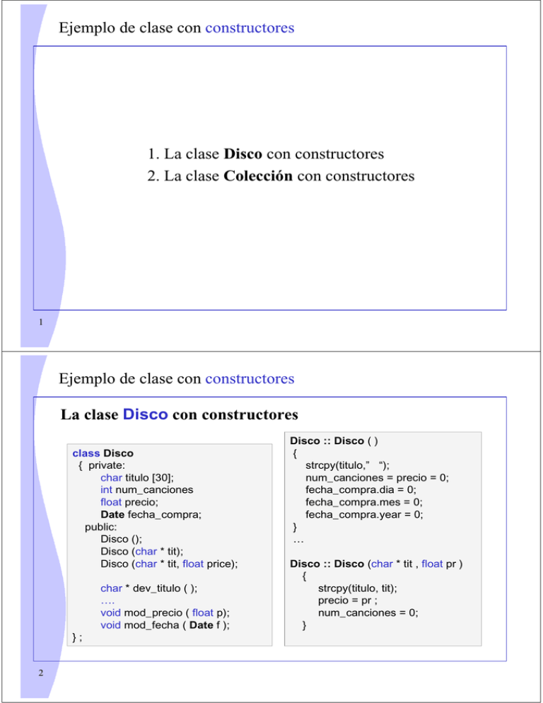 Ejemplo de clases con constructores